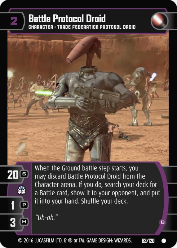 Battle Protocol Droid Card - Star Wars Trading Card Game